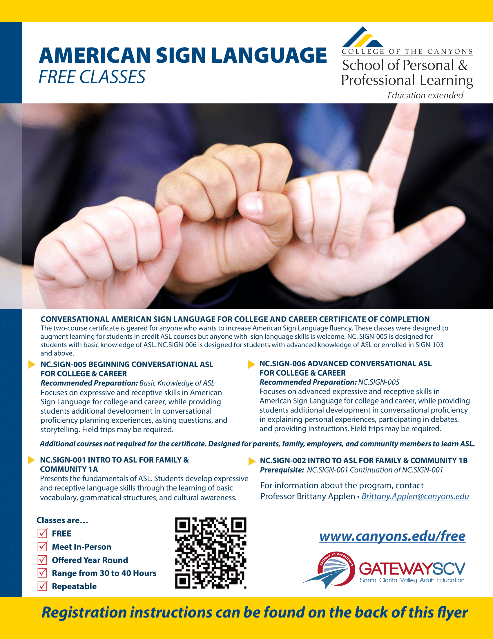 Conversational ASL for College and Career